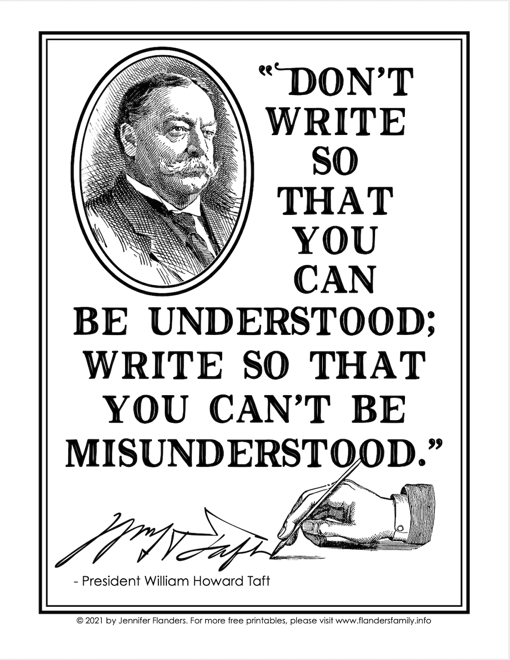 William Howard Taft Quote Coloring Page - Flanders Family Home Life