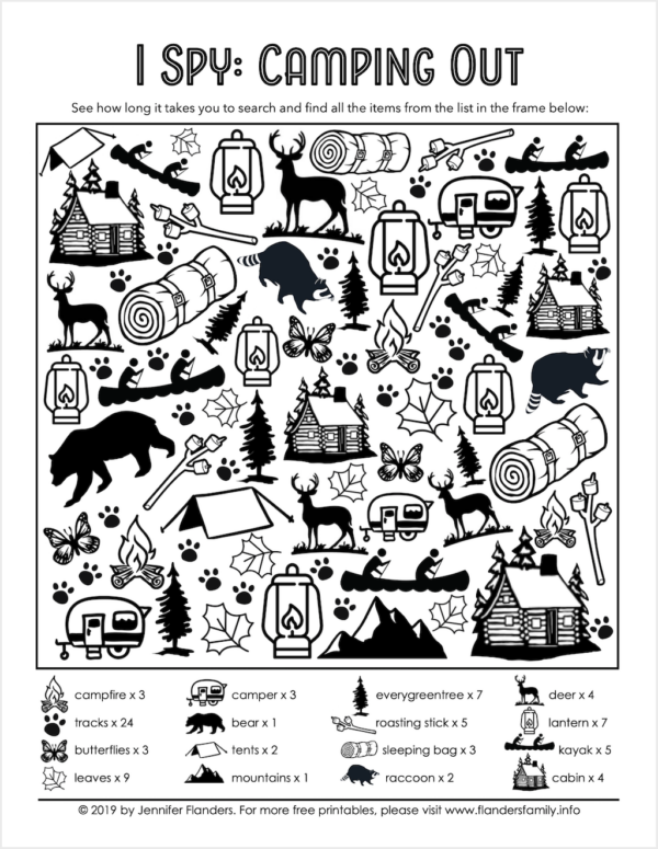 Camping Themed I Spy Game (Free Printable) - Flanders Family Homelife