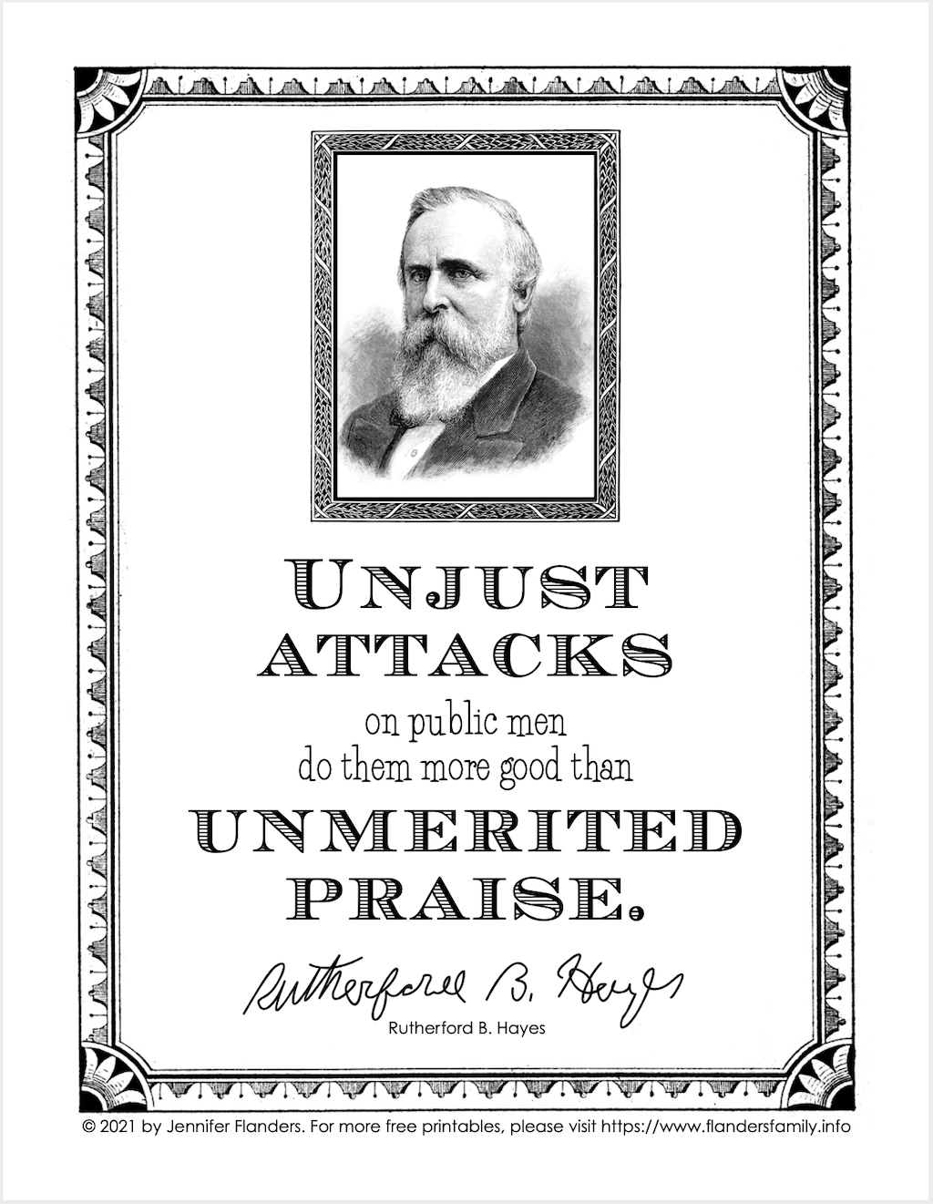 Rutherford B. Hayes Coloring Page - Flanders Family Homelife