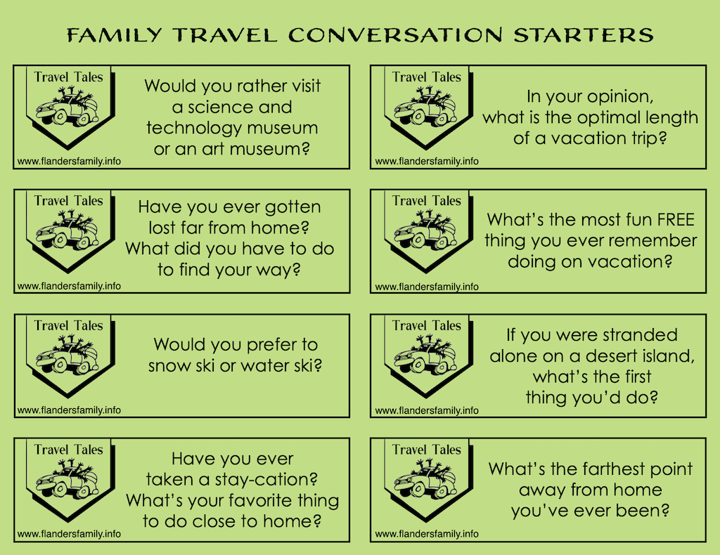 Travel Tales Conversation Starters - Flanders Family Homelife