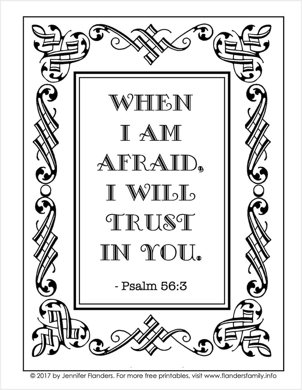 When I Am Afraid Coloring Page - Flanders Family Home Life