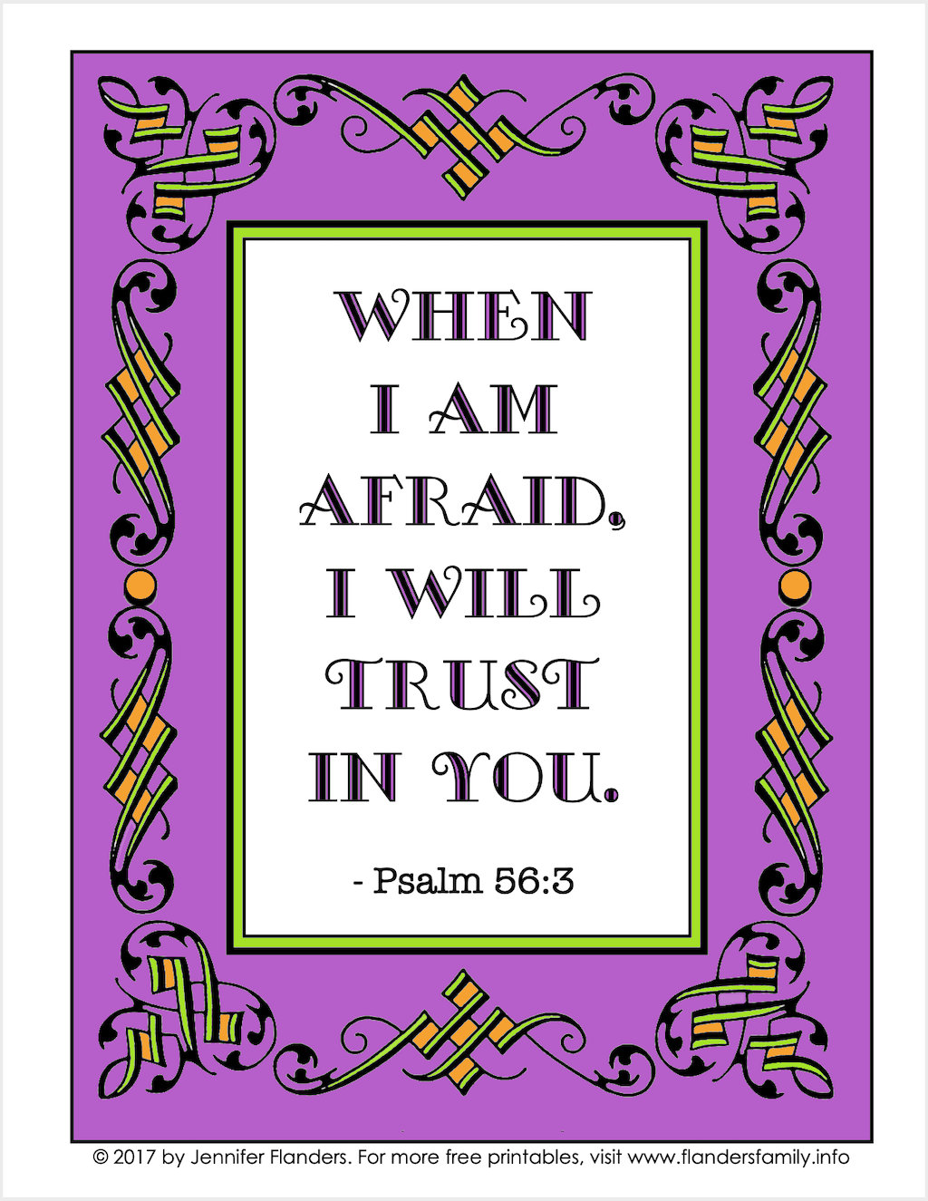 When I Am Afraid Coloring Page - Flanders Family Home Life