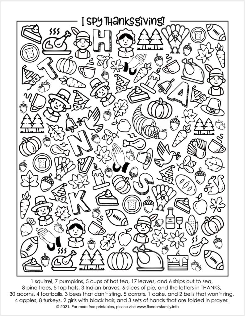 I SPY Thanksgiving Printable - Flanders Family Home Life