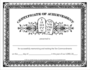 10 Commandments Memory Aids & Award Certificate - Flanders Family Home Life