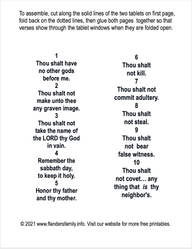 10 Commandments Memory Aids & Award Certificate - Flanders Family Home Life