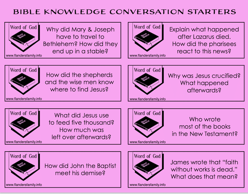 Bible Knowledge Conversation Starters - Flanders Family Home Life