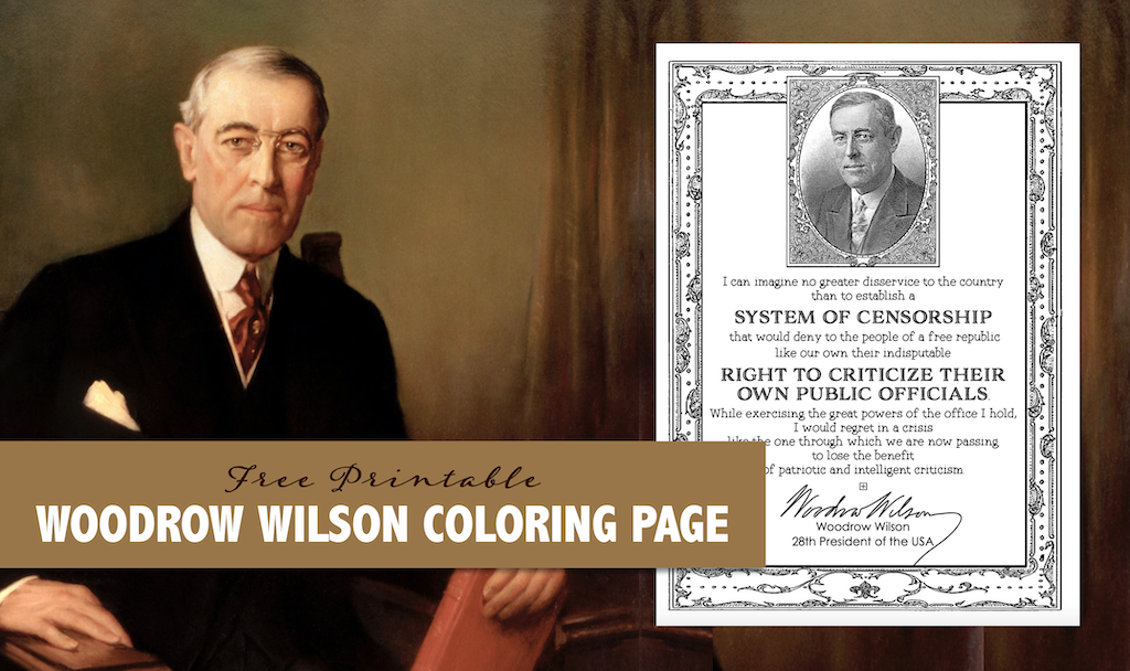 Woodrow Wilson Quote Coloring Page - Flanders Family Home Life