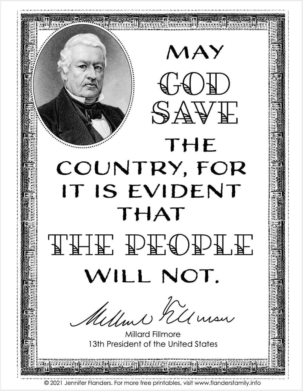 Millard Fillmore Coloring Page - Flanders Family Homelife