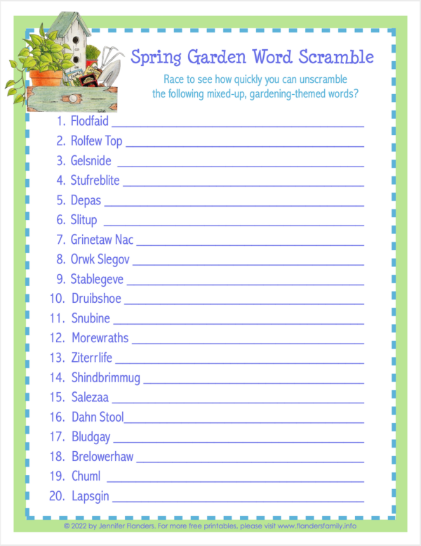 Springtime Word Scramble (Free Printable) - Flanders Family Homelife
