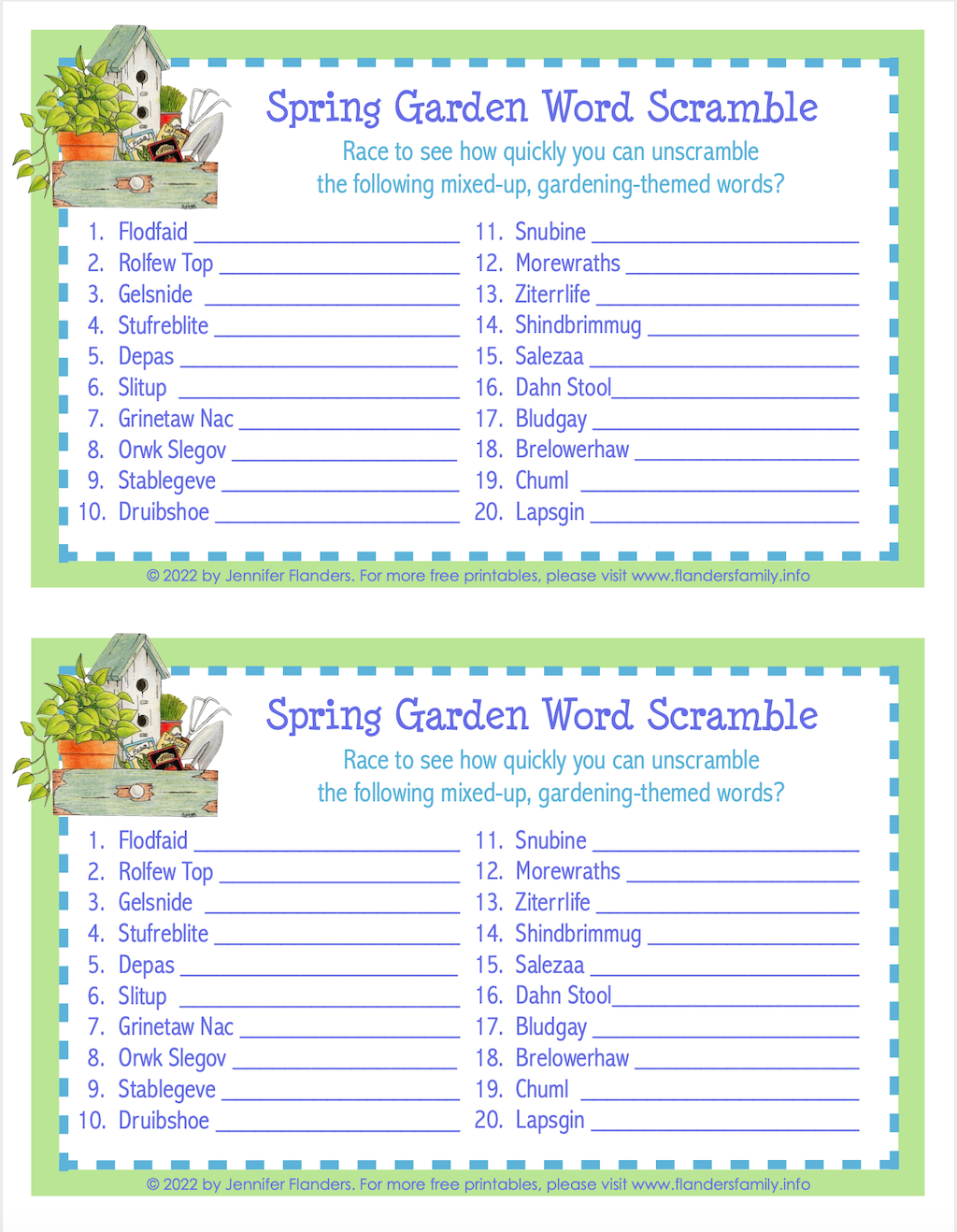 Springtime Word Scramble (Free Printable) - Flanders Family Home Life