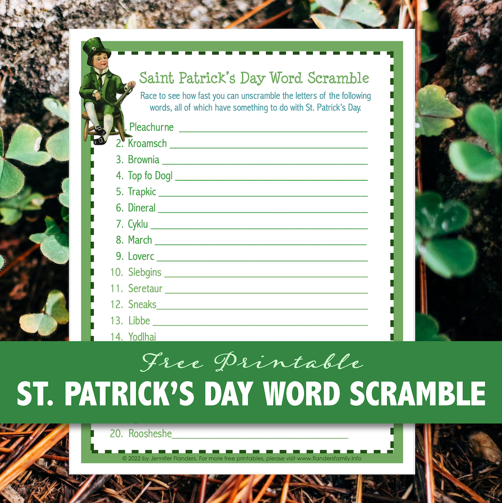 Saint Patrick's Day Word Scramble - Flanders Family Homelife