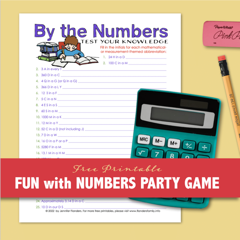 By the Numbers Game (Free Printable) - Flanders Family Home Life