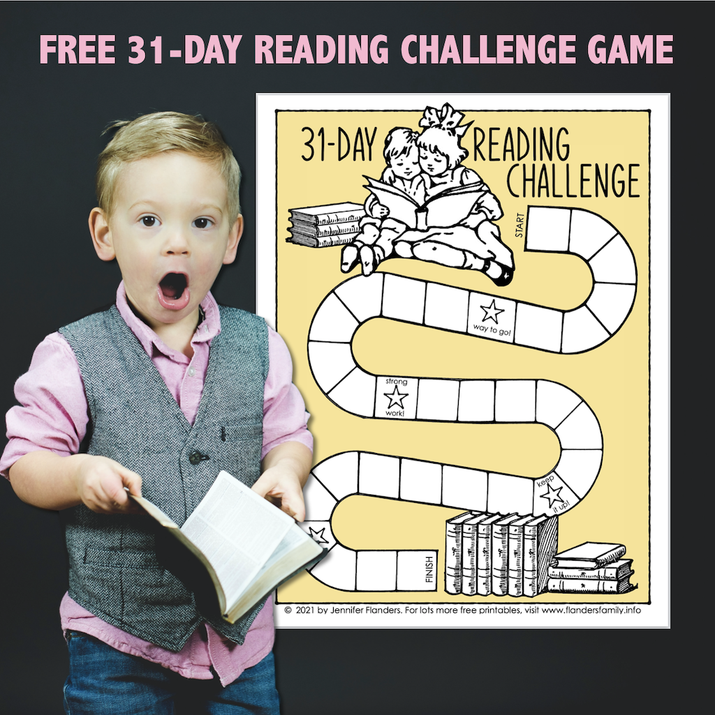 31-Day Reading Challenge Game for Kids - Flanders Family Homelife