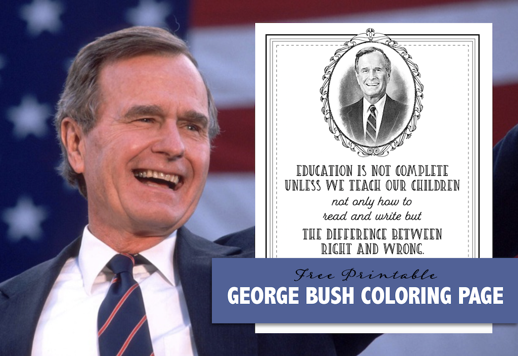 George Bush Quote Coloring Page - Flanders Family Homelife