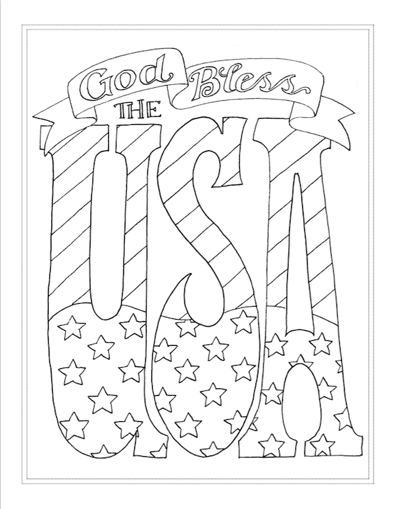 God Bless the USA Coloring Page - Flanders Family Home Life