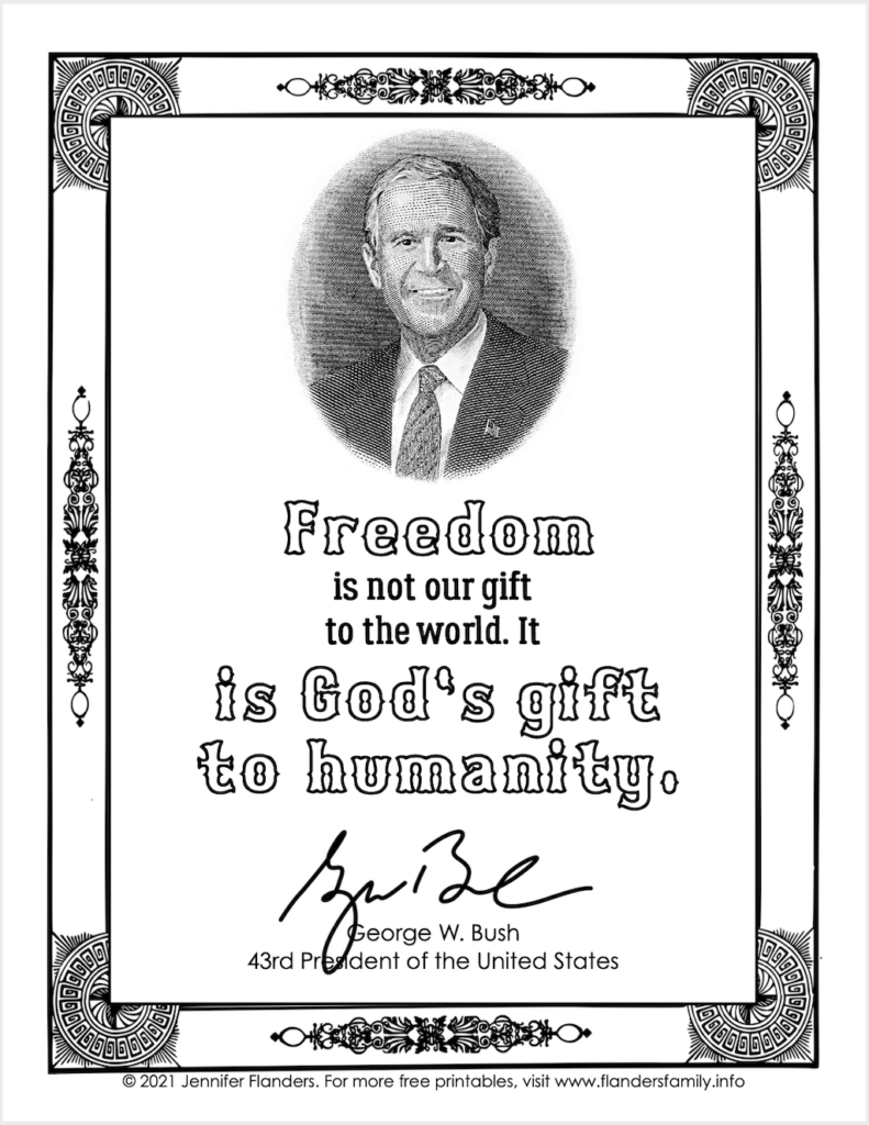 George W. Bush Coloring Page - Flanders Family Home Life