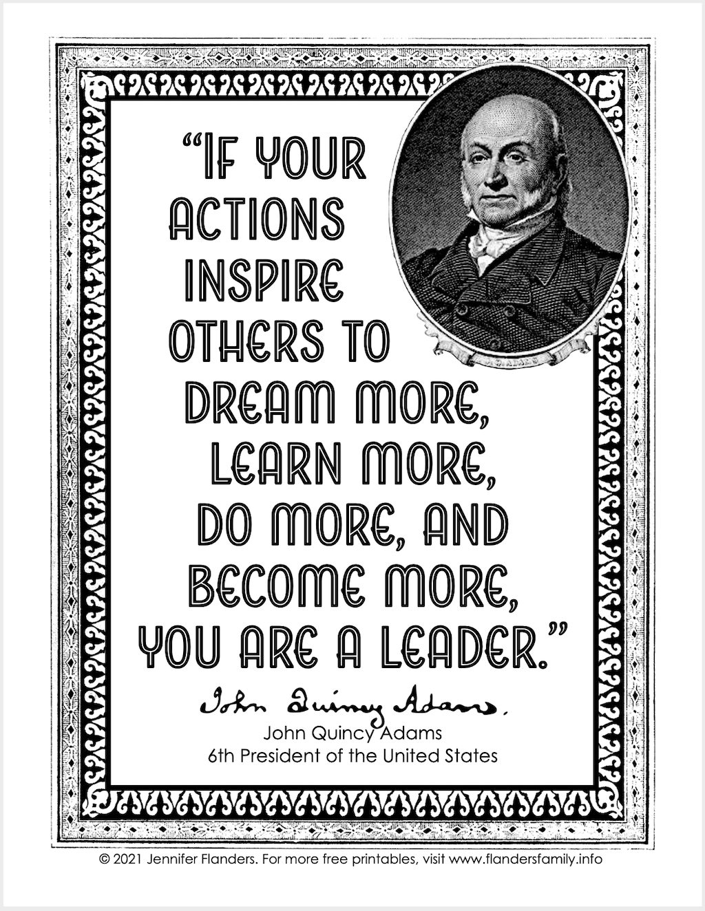 John Quincy Adams Coloring Page - Flanders Family Home Life