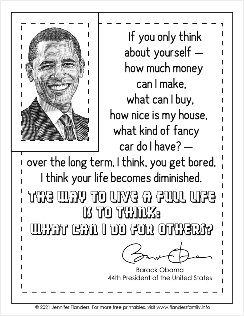Barack Obama Coloring Page - Flanders Family Home Life