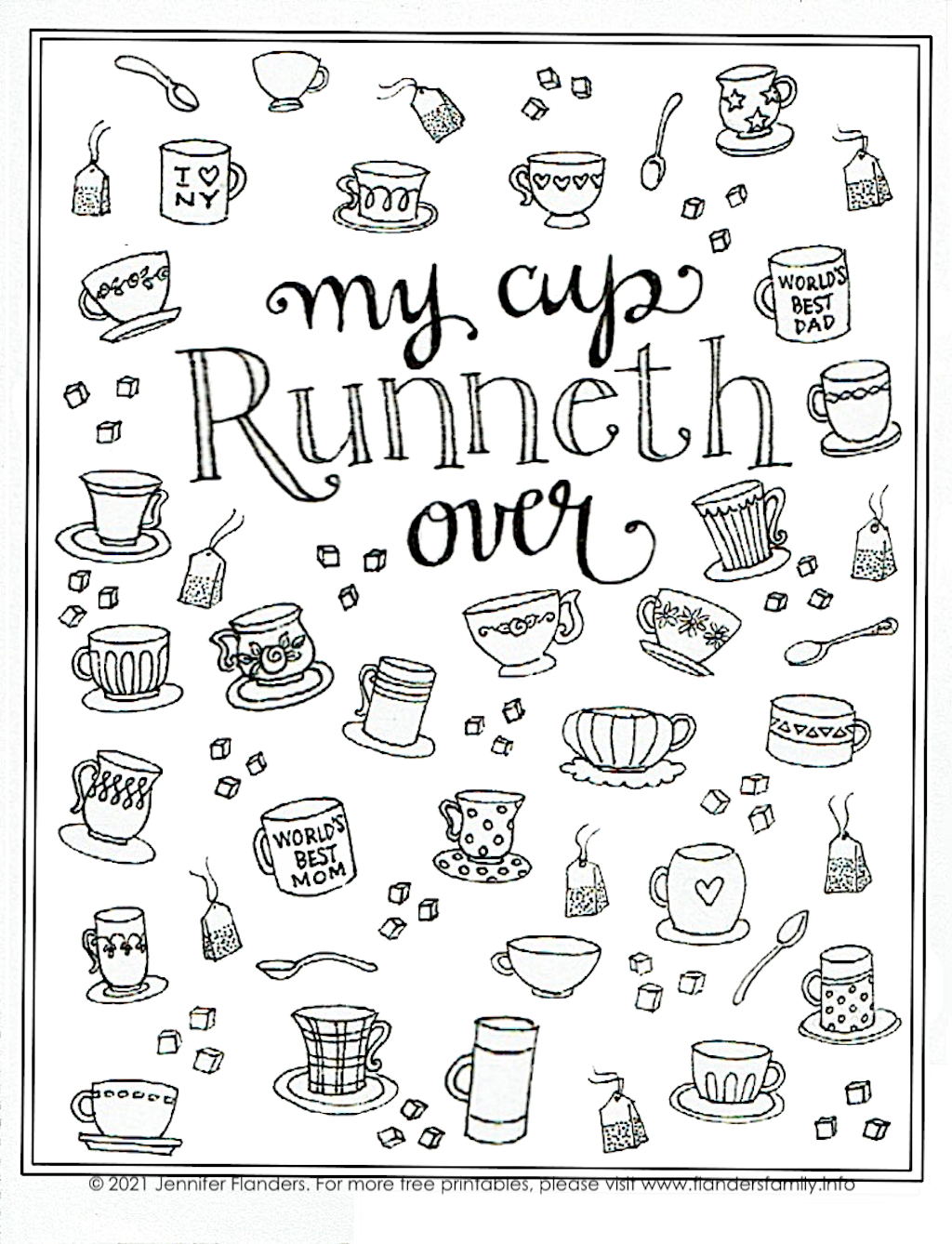 My Cup Runneth Over Coloring Page - Flanders Family Home Life