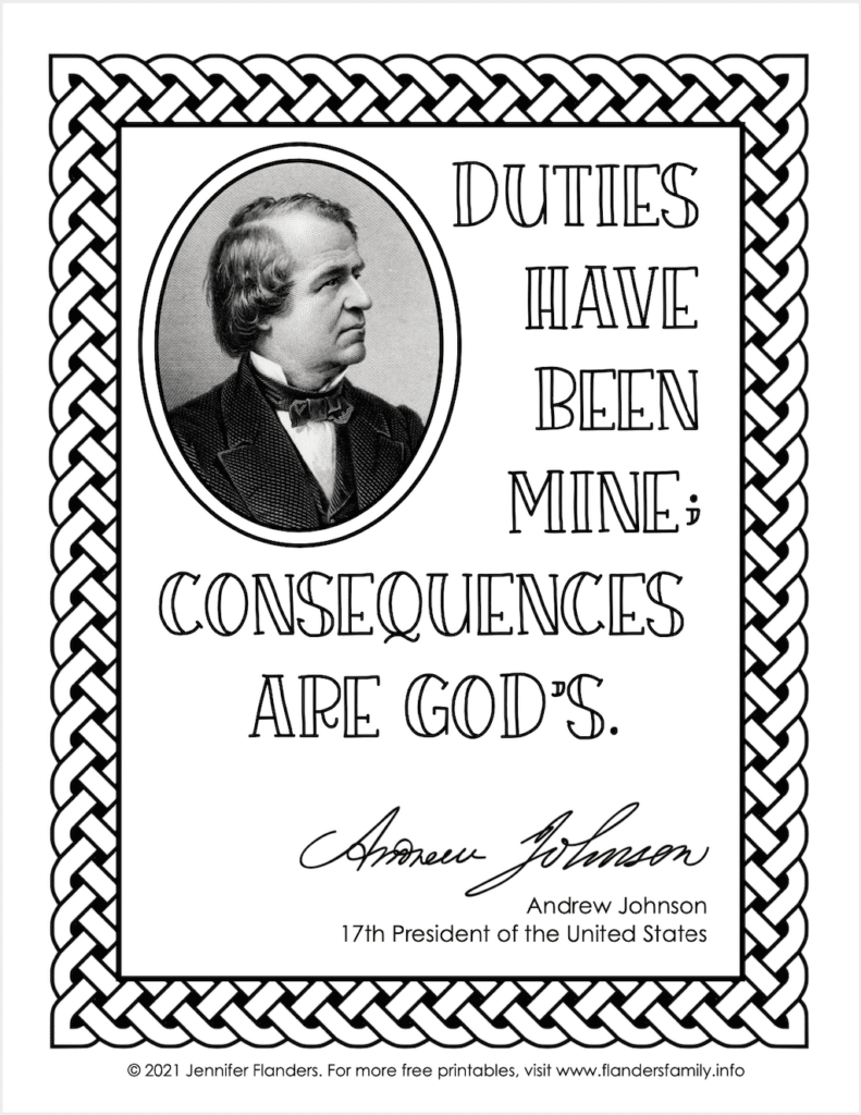 Andrew Johnson Coloring Page - Flanders Family Home Life