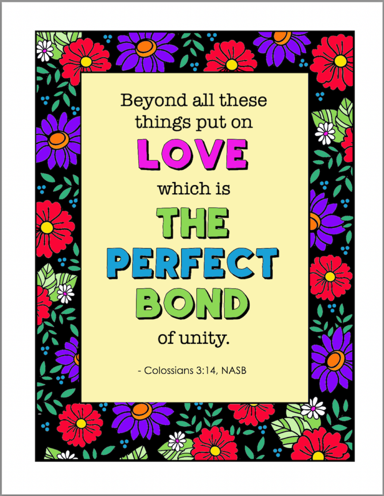Perfect Bond of Unity Coloring Page - Flanders Family Home Life