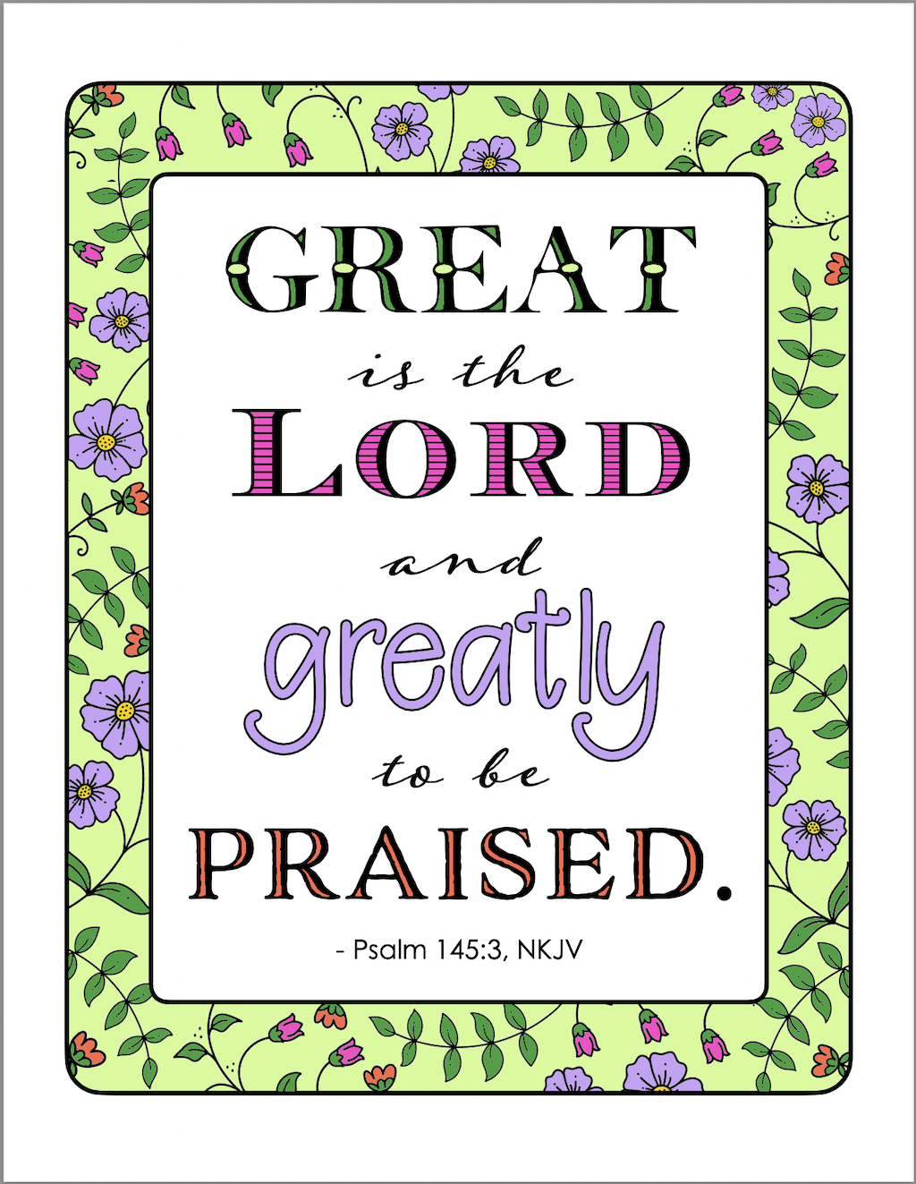 Great is the Lord Coloring Page - Flanders Family Home Life