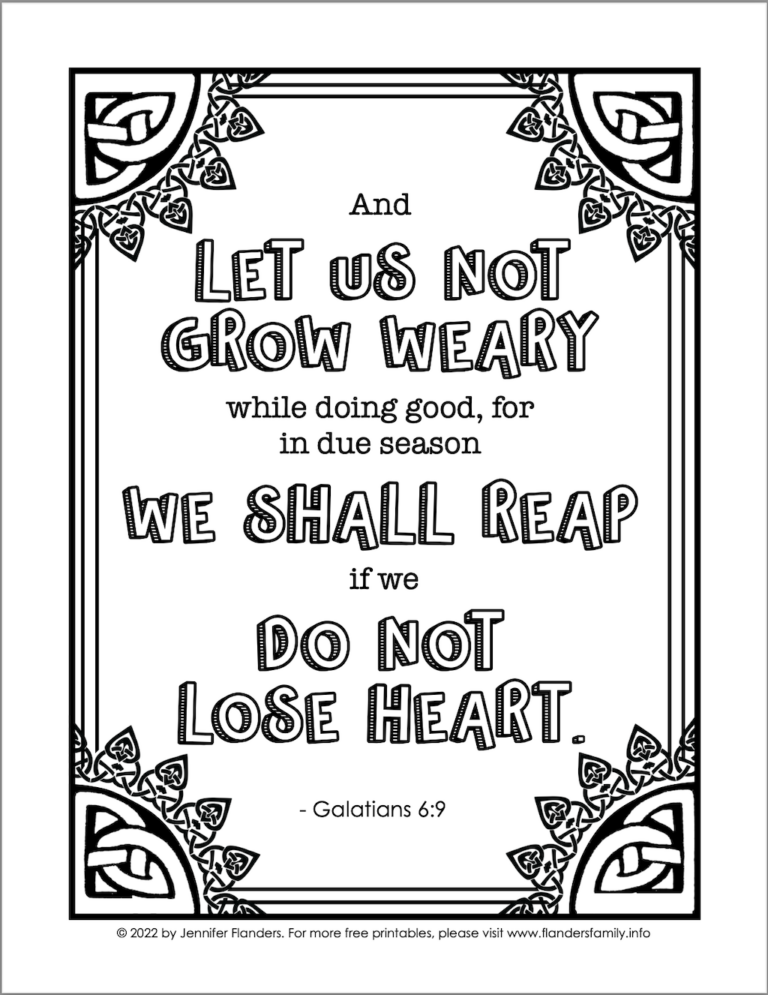 Let Us Not Grow Weary Coloring Page - Flanders Family Home Life