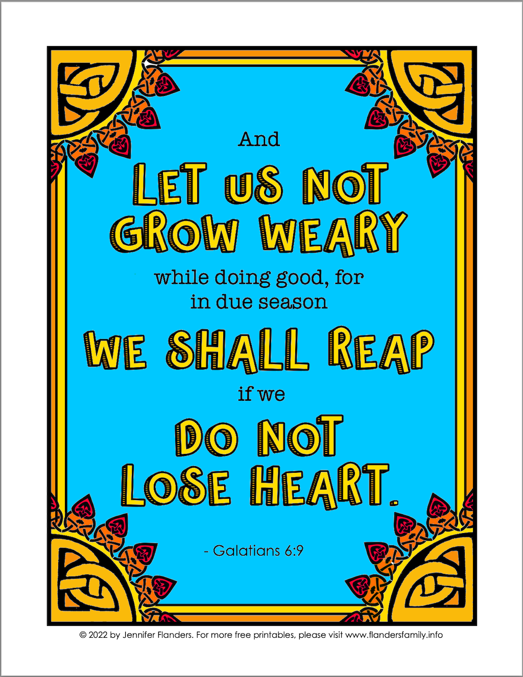 Let Us Not Grow Weary Coloring Page - Flanders Family Home Life