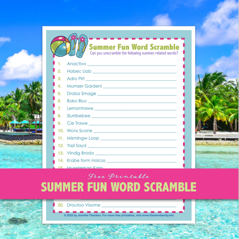 Summer Fun Word Scramble - Flanders Family Home Life