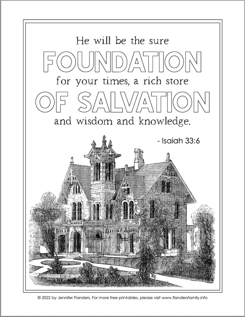 A Sure Foundation Coloring Page - Flanders Family Home Life