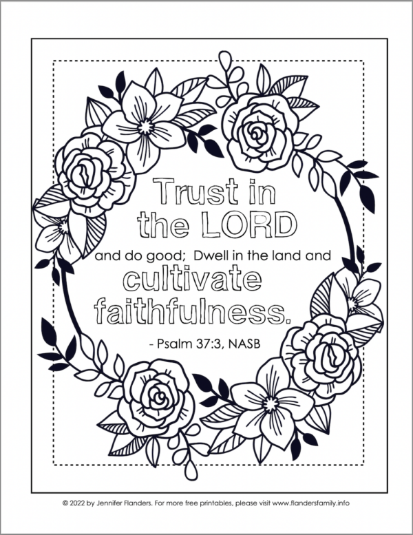 Cultivate Faithfulness Coloring Page - Flanders Family Home Life