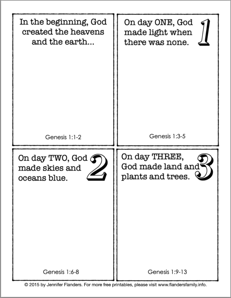 Days of Creation Printables - Flanders Family Home Life