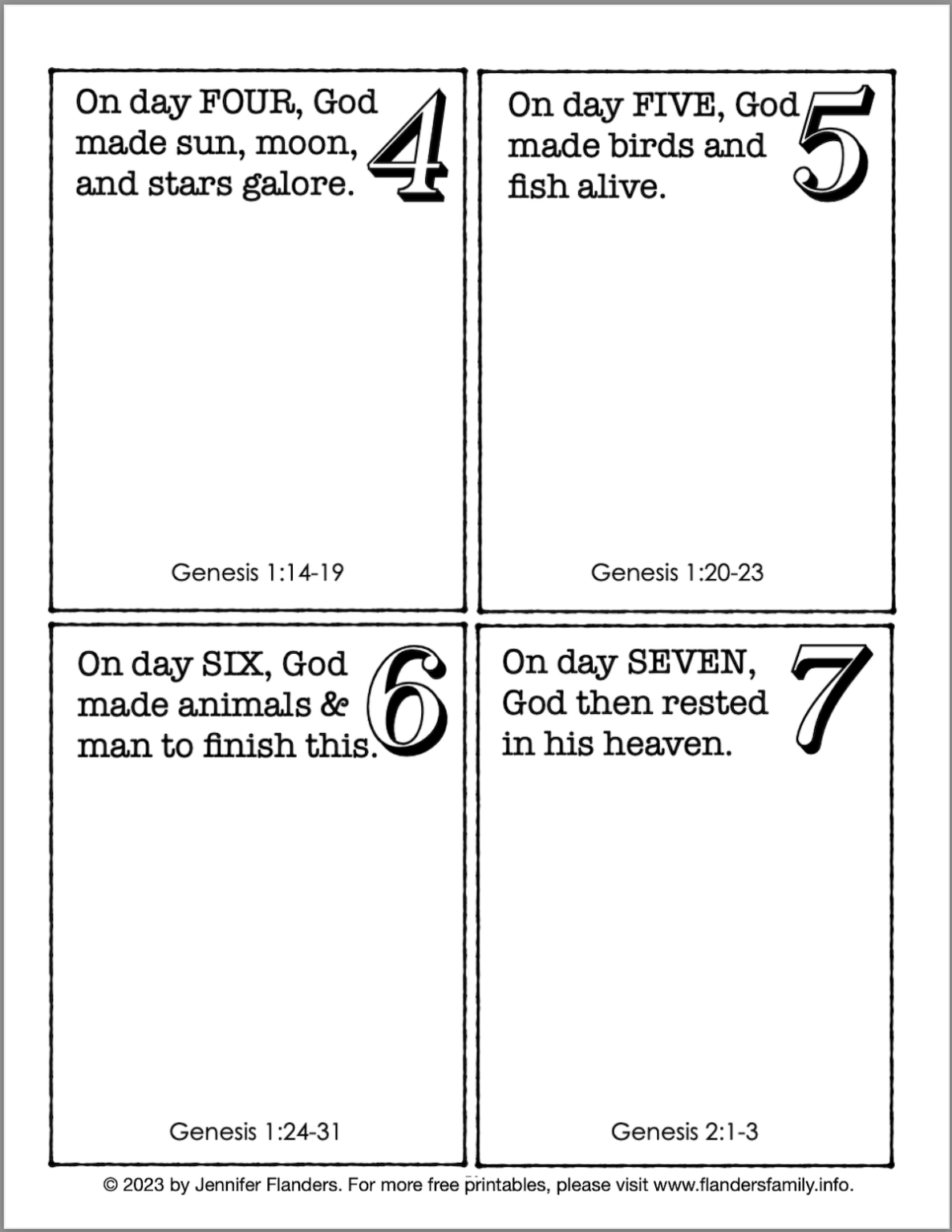 Days of Creation Printables - Flanders Family Home Life