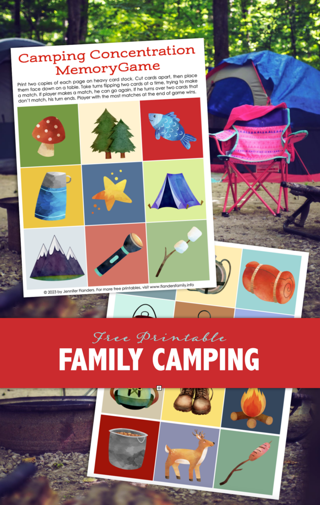 Printable Family Camp Memory Game - Flanders Family Home Life
