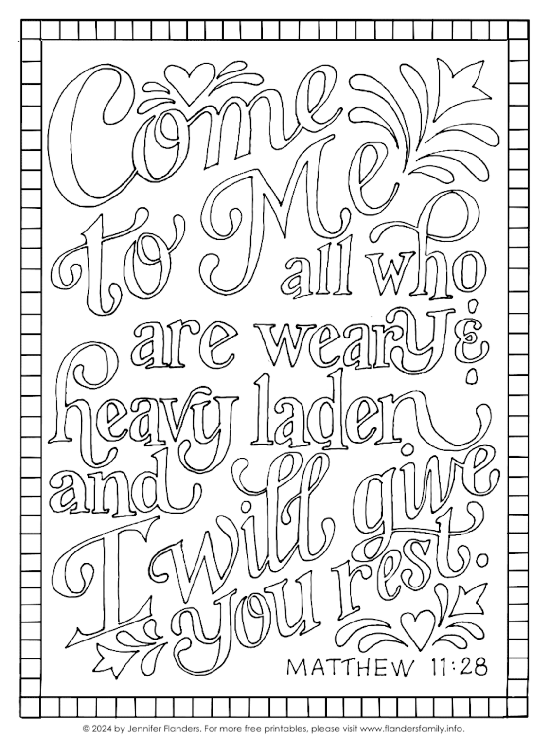 Weary and Heavy Laden Coloring Page - Flanders Family Home Life