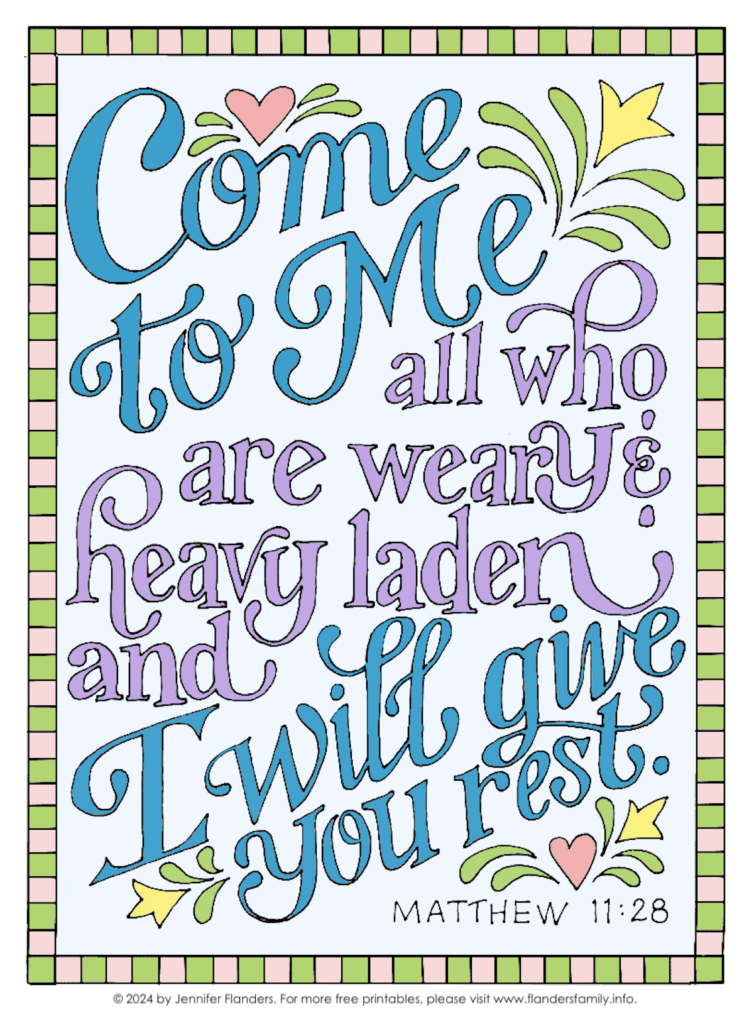 Weary and Heavy Laden Coloring Page - Flanders Family Home Life