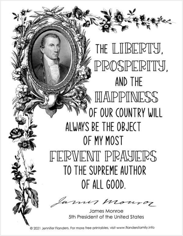 James Monroe Coloring Page - Flanders Family Home Life