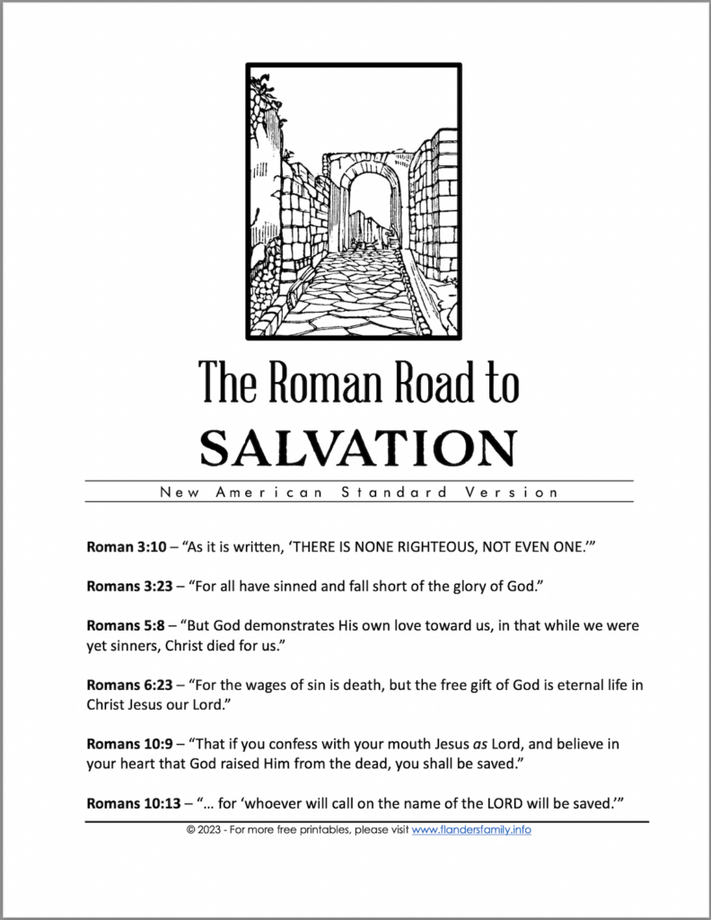 Roman Road to Salvation (Free Printables) - Flanders Family Home Life