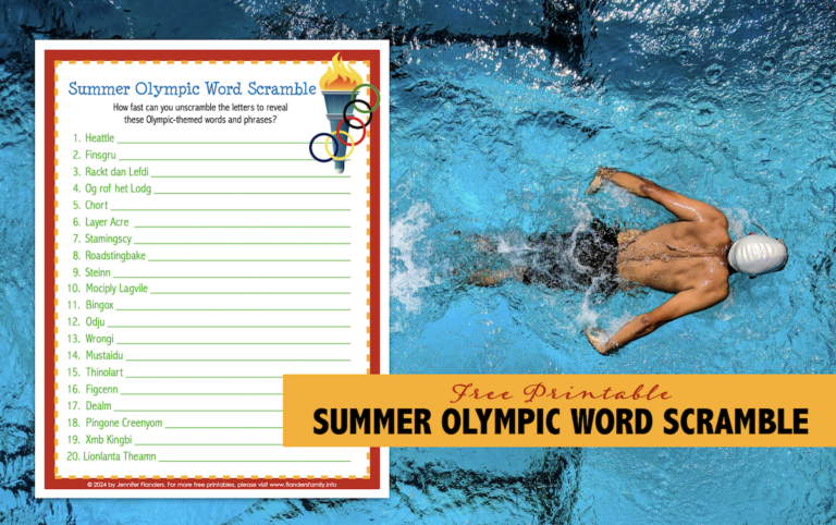 Summer Olympics Word Scramble - Flanders Family Home Life