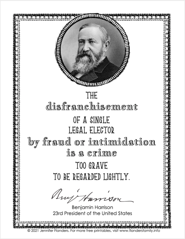 Benjamin Harrison Coloring Page - Flanders Family Home Life